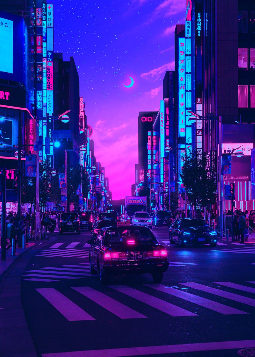 'Shinjuku Cyber ' Poster, picture, metal print, paint by Funglazie ...