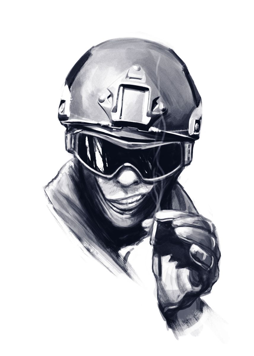 'Police officer smoking' Poster, picture, metal print, paint by ...