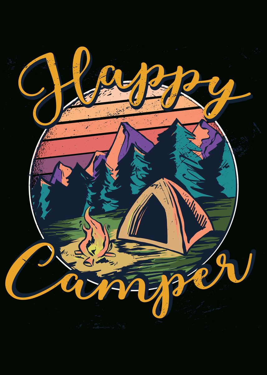'Happy Camper' Poster, picture, metal print, paint by Fateh Lahlah ...