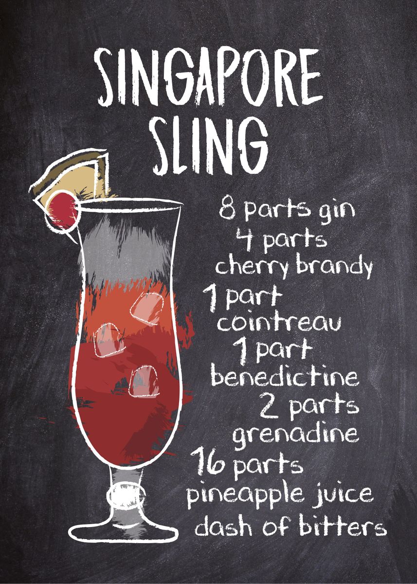 'Singapore Sling' Poster, picture, metal print, paint by Ines Zajia ...
