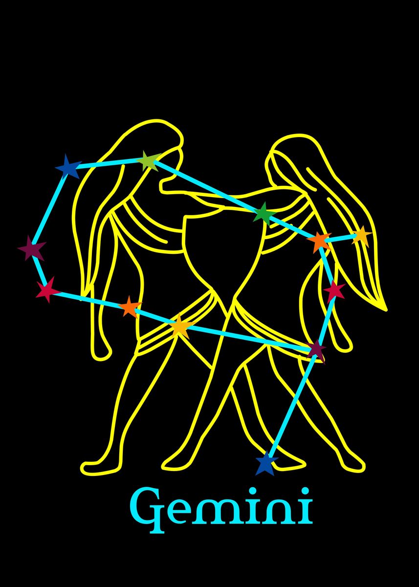 'gemini star line' Poster by Mshel Tyan | Displate