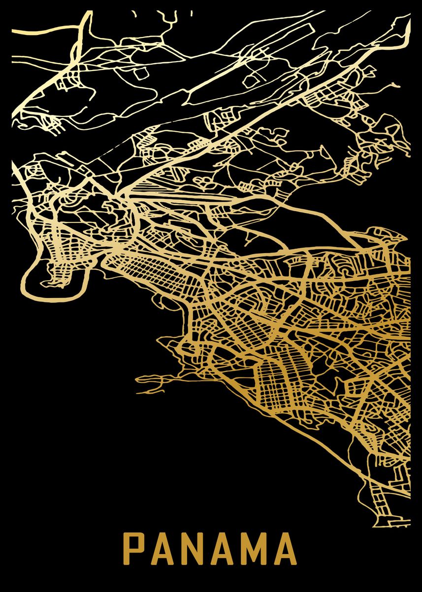 'Panama City Map' Poster by SheldonBennett Studio | Displate