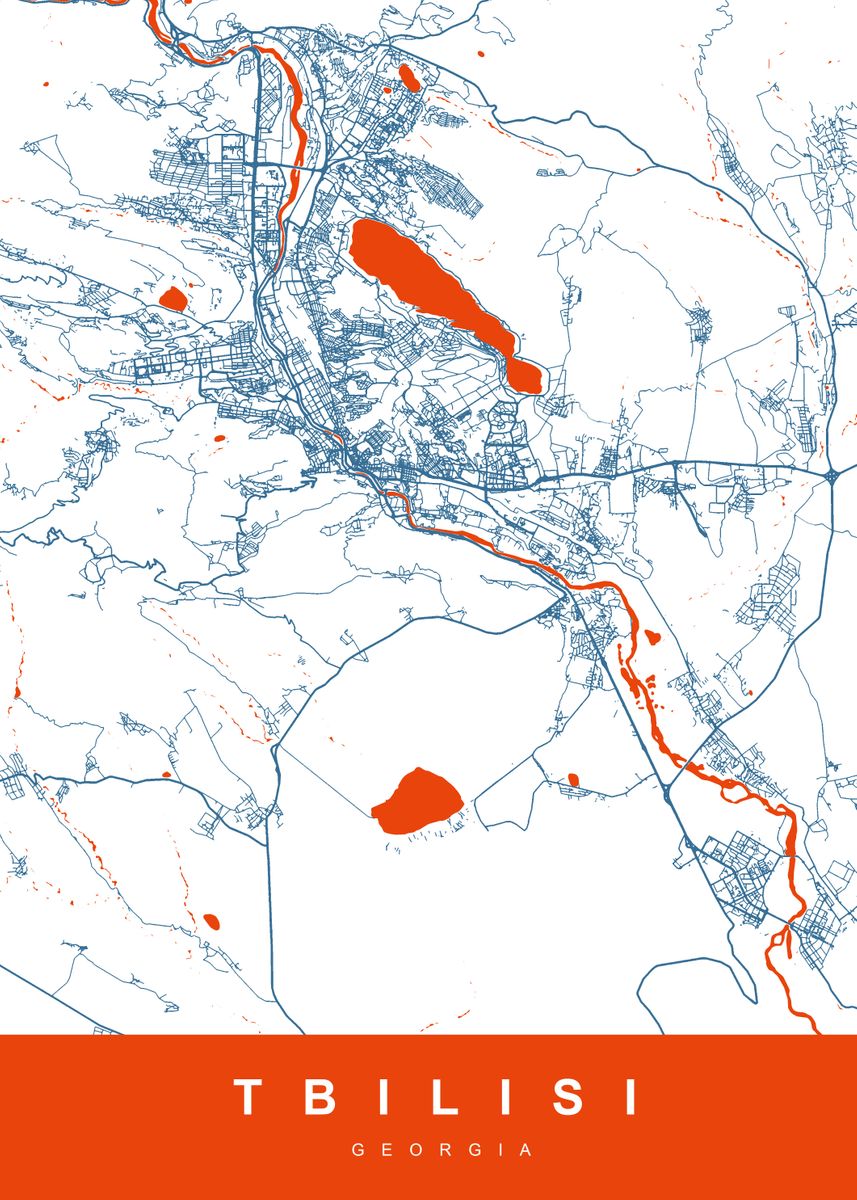 'TBILISI Map GEORGIA' Poster, picture, metal print, paint by UrbanMaps ...
