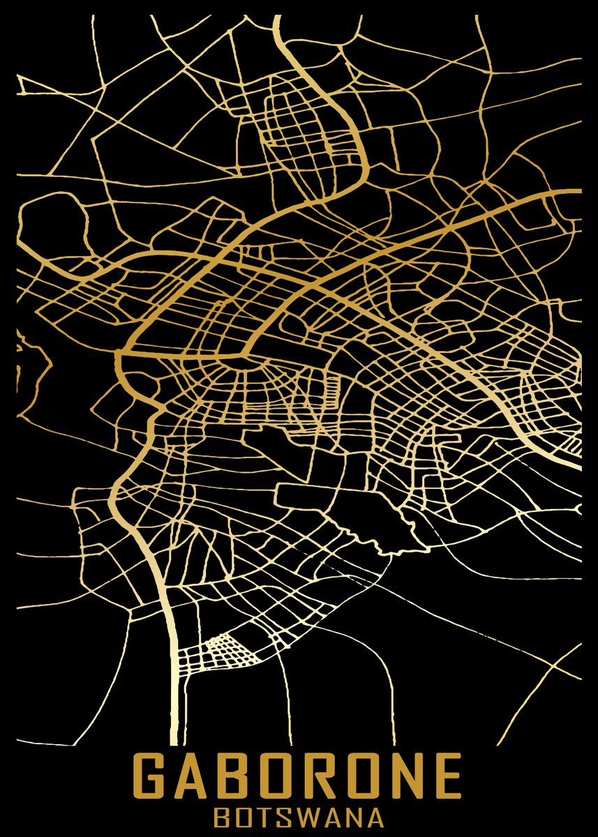 'Gaborone Botswana City Map' Poster, picture, metal print, paint by ...