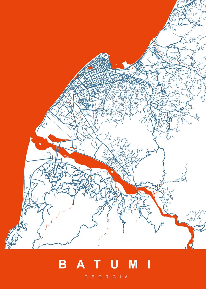 'BATUMI Map GEORGIA' Poster, picture, metal print, paint by UrbanMaps ...