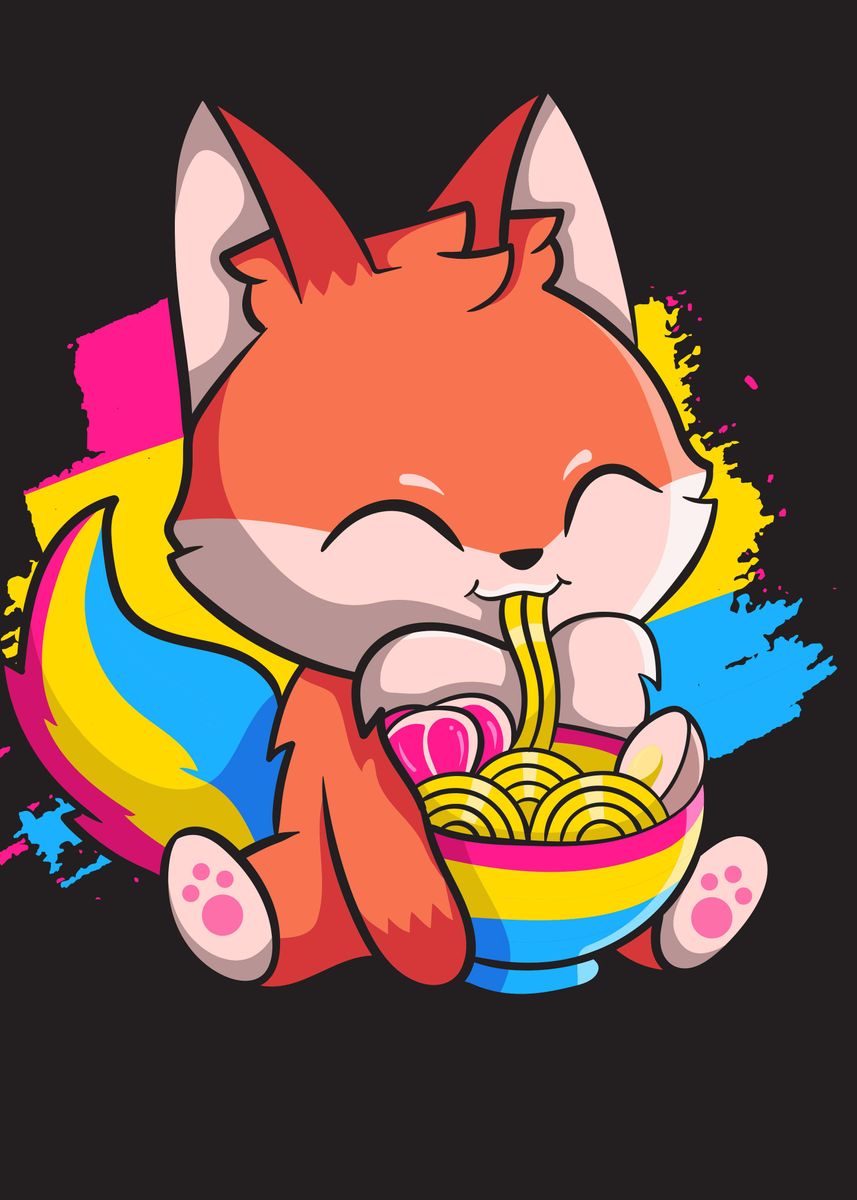'Pansexual Pride Kawaii Fox' Poster, picture, metal print, paint by ...