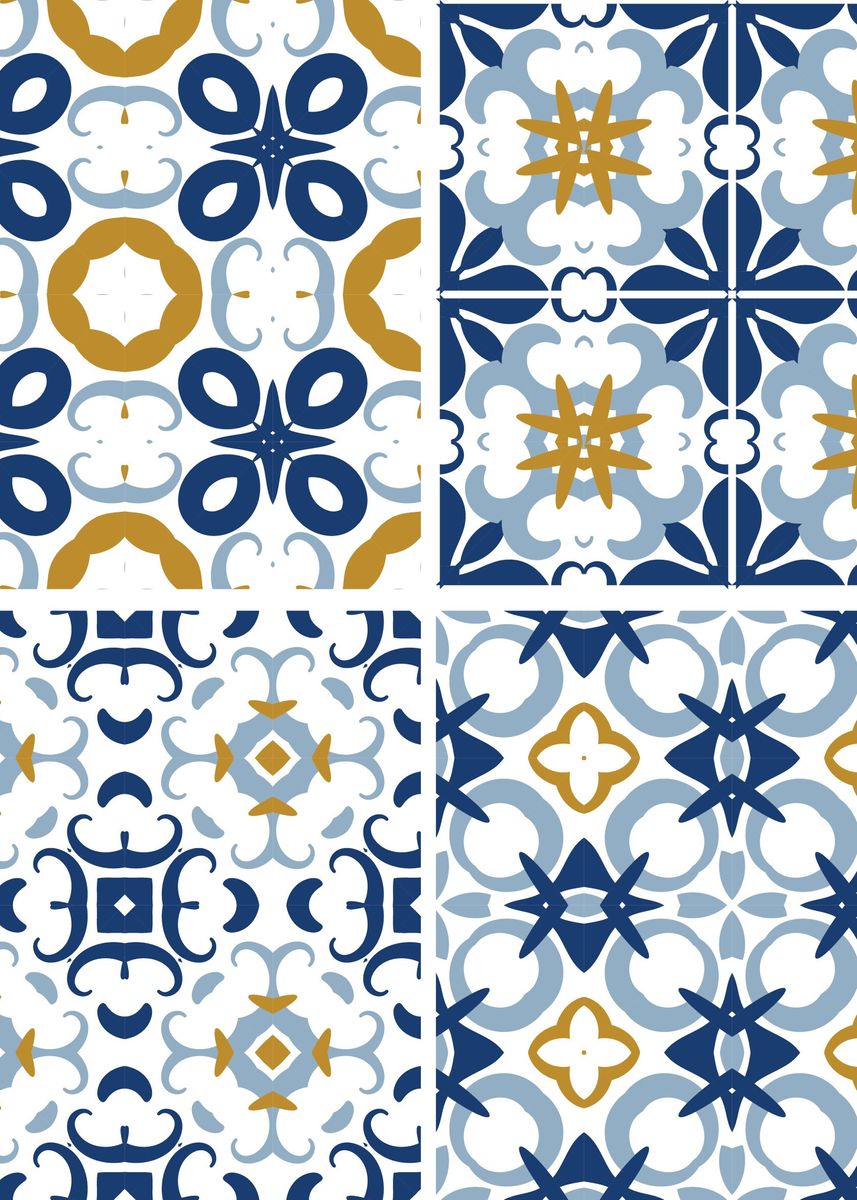 'Mediterranean Blue Tile 93' Poster by Aloke Design | Displate