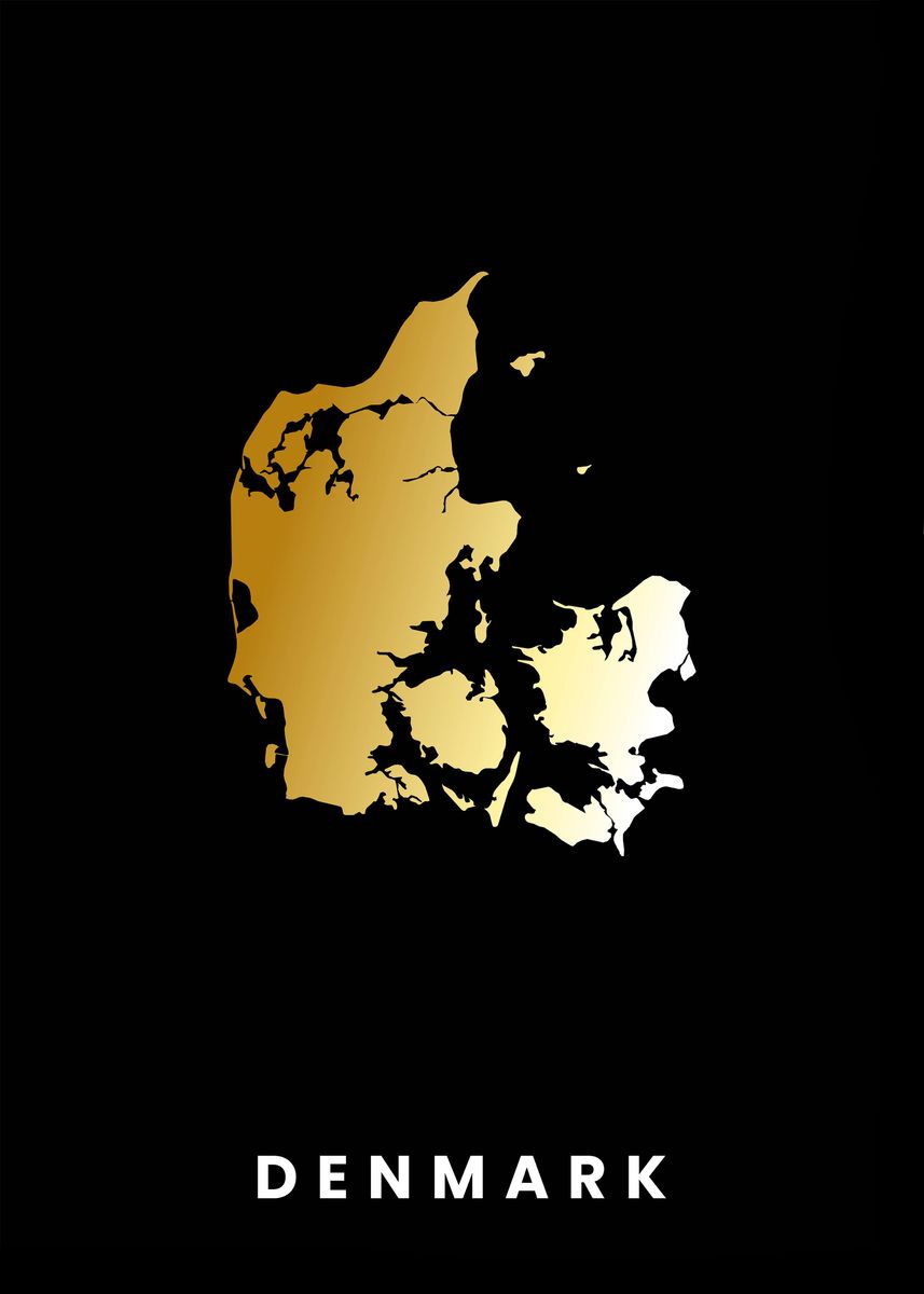 'Denmark gold map' Poster by Luxas Fredy | Displate