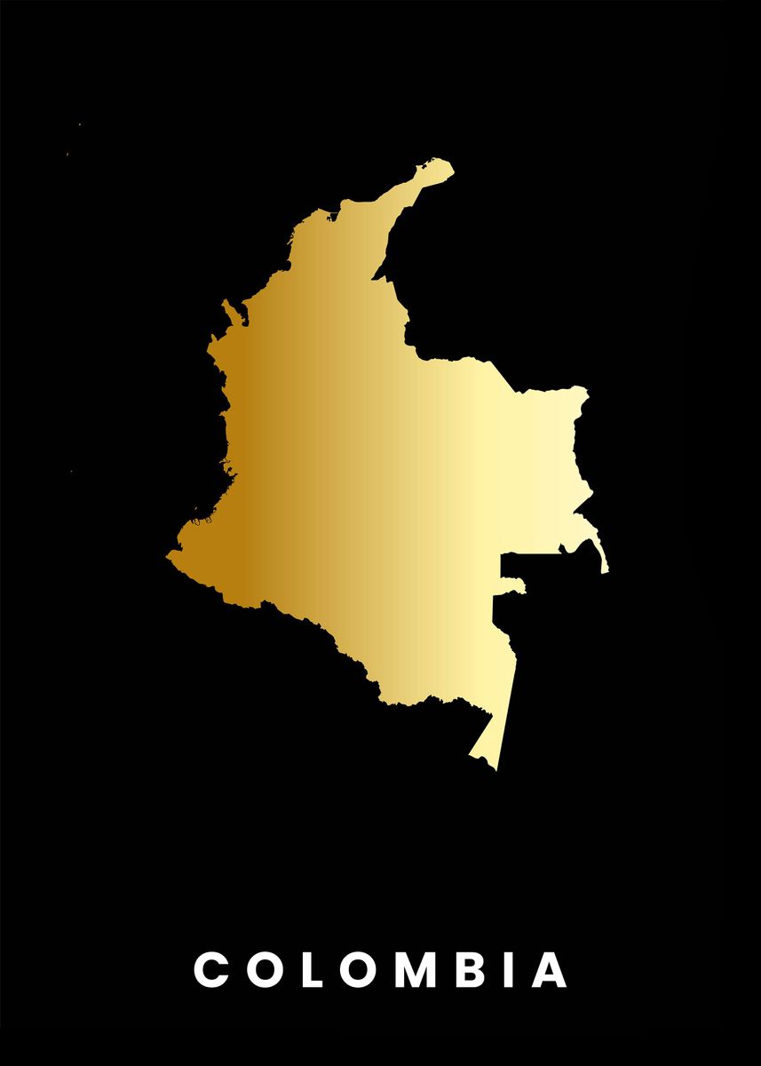 'Colombia gold map' Poster, picture, metal print, paint by Luxas Fredy ...