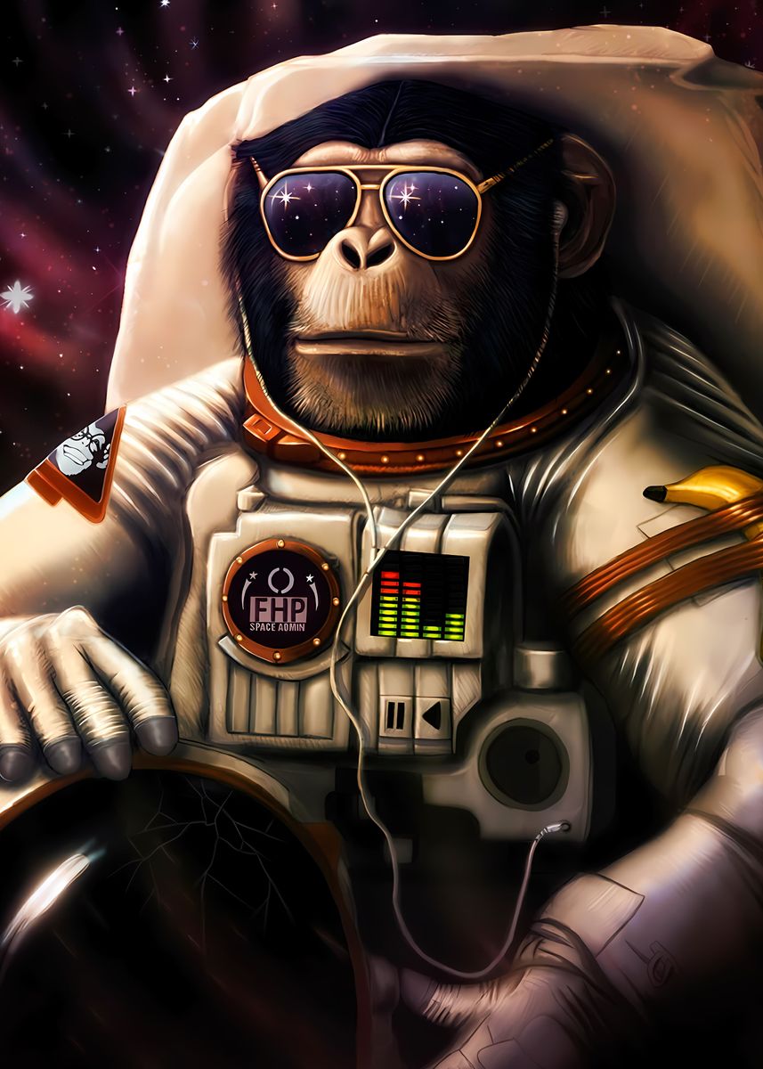 'First Ape Astronaut' Poster, picture, metal print, paint by Lunaxys ...