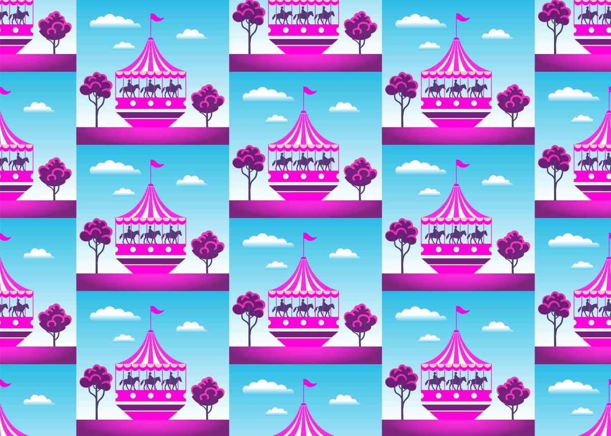 'Pink circus ornament' Poster by Andrew Turtsevych | Displate