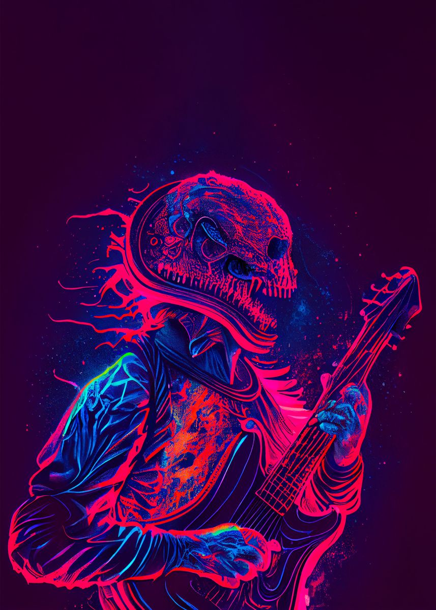 'Neon Guitarist' Poster by ArtJunkie | Displate