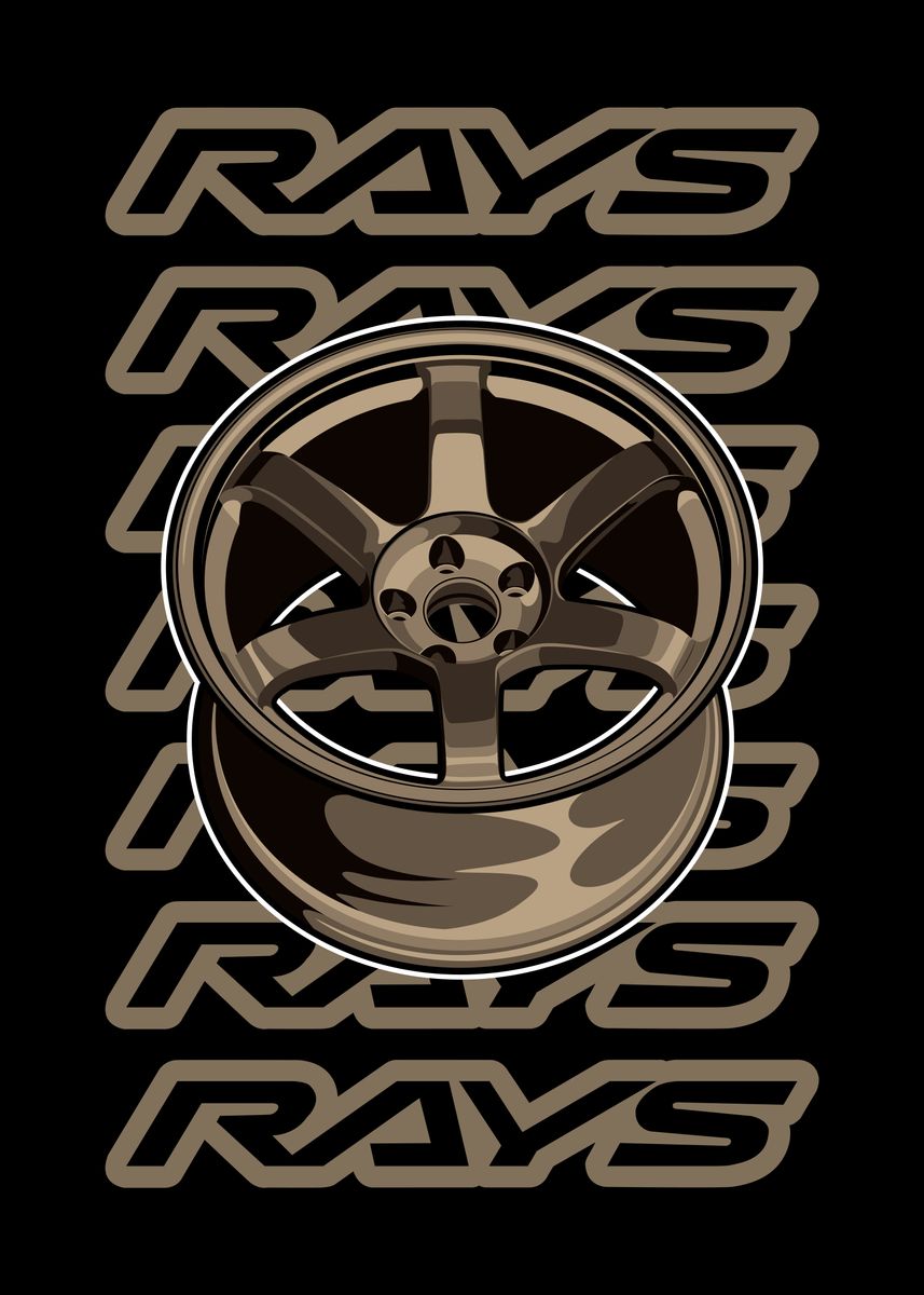 'Rays TE37 Wheel Racing Car' Poster, picture, metal print, paint by ...