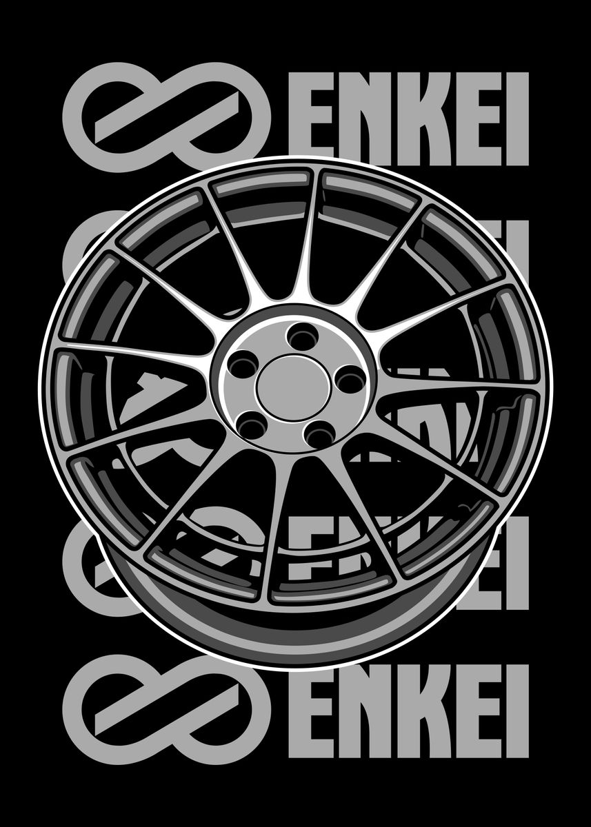 'Enkei Wheel Racing Car' Poster, picture, metal print, paint by ZHAISHOKU MAKAMURA | Displate