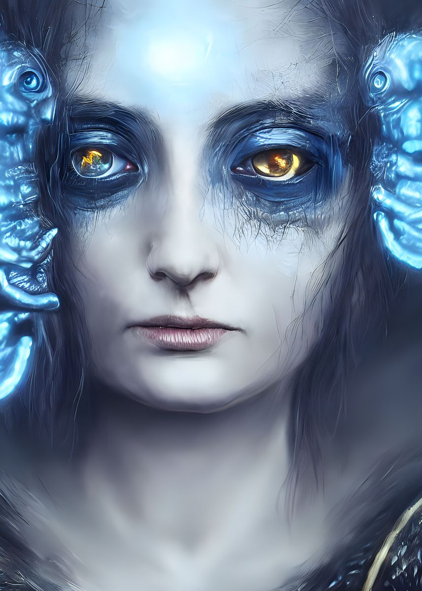 'Sad demon girl' Poster, picture, metal print, paint by Lukasz Kobylka ...