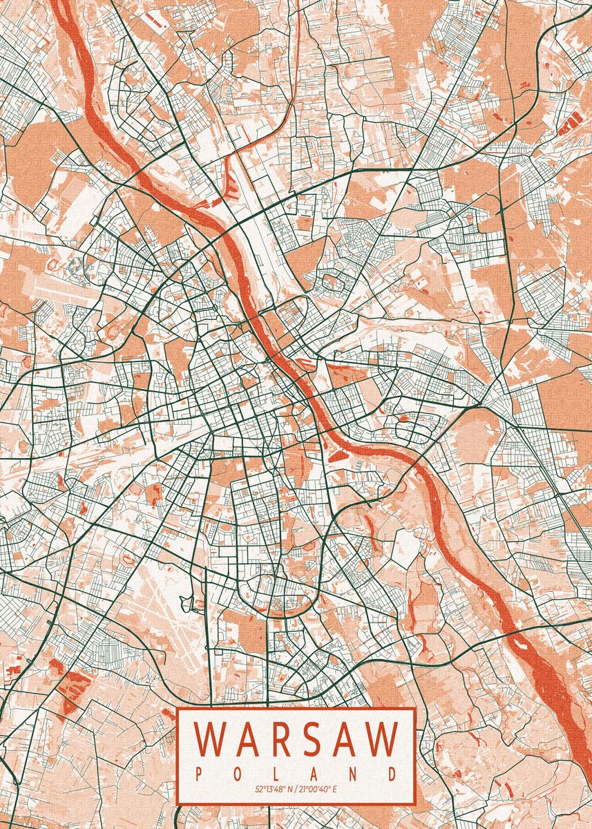 'Warsaw City Map Bohemian' Poster by deMAP Studio | Displate