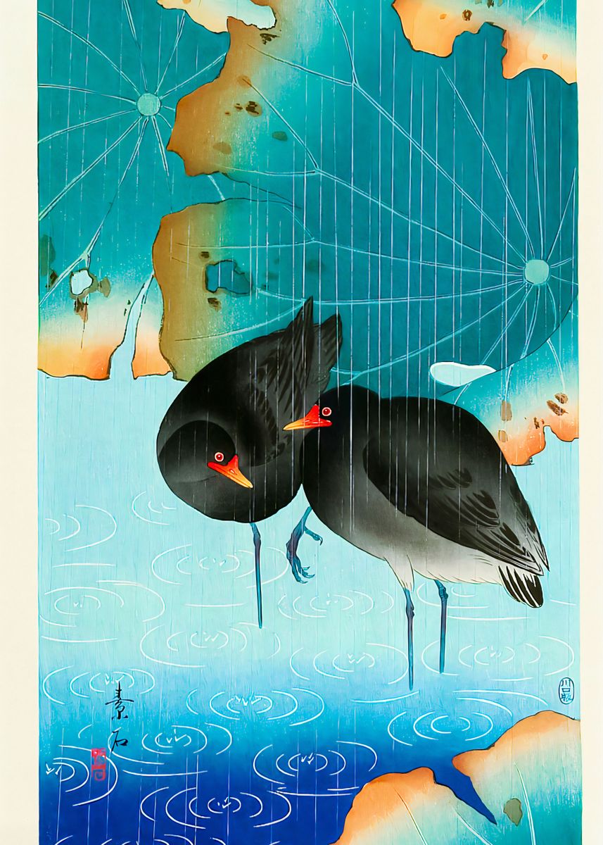 'Japanese water birds' Poster by Fran Bradley | Displate