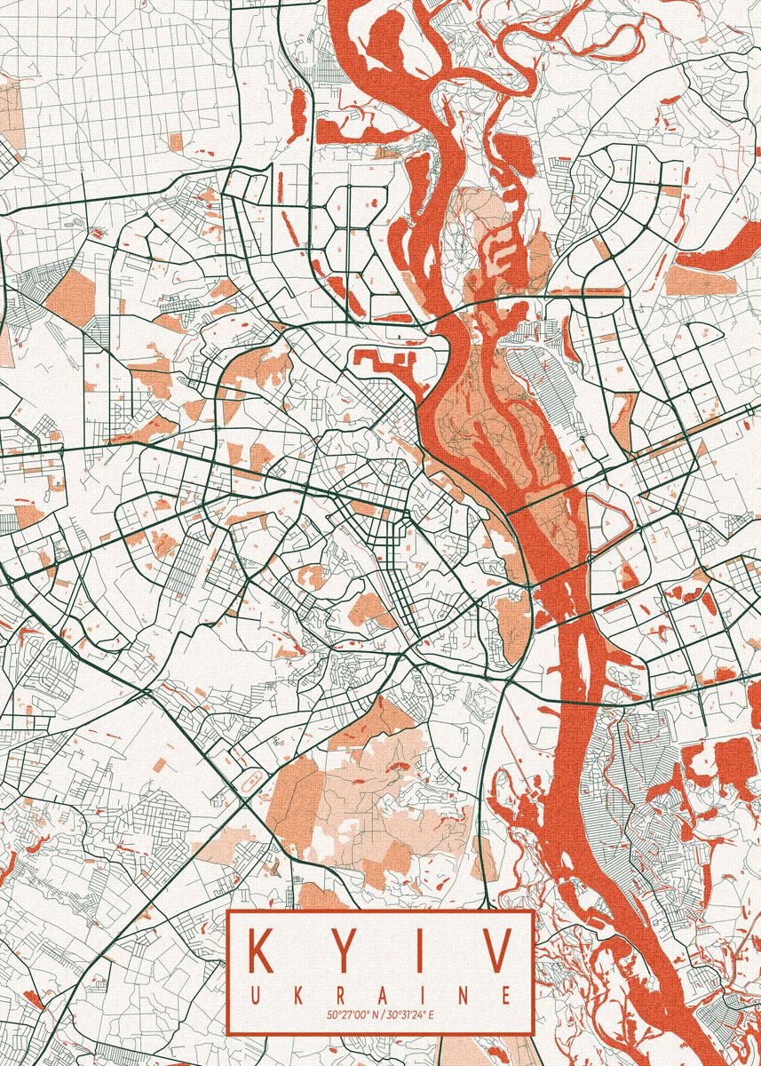 'Kyiv City Map Bohemian' Poster, picture, metal print, paint by deMAP ...