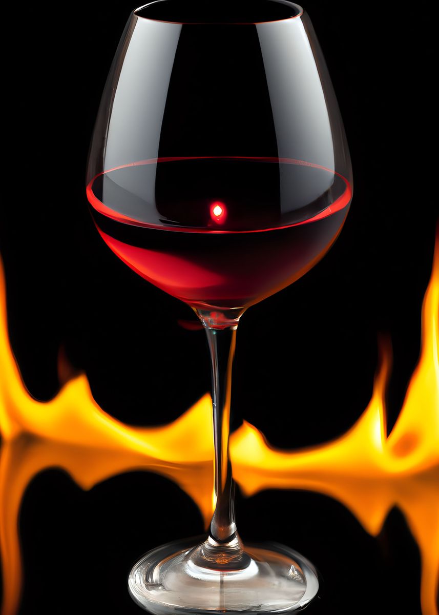 'Wine Fire' Poster, picture, metal print, paint by ACR ACR | Displate