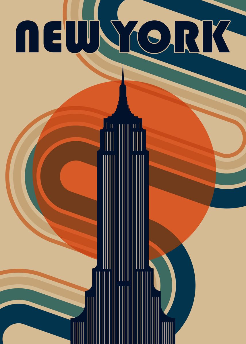 'New york retro landscape' Poster by taofik merchsigns | Displate