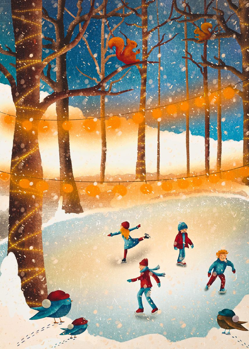 'kid ice rink' Poster, picture, metal print, paint by Travel Travel ...