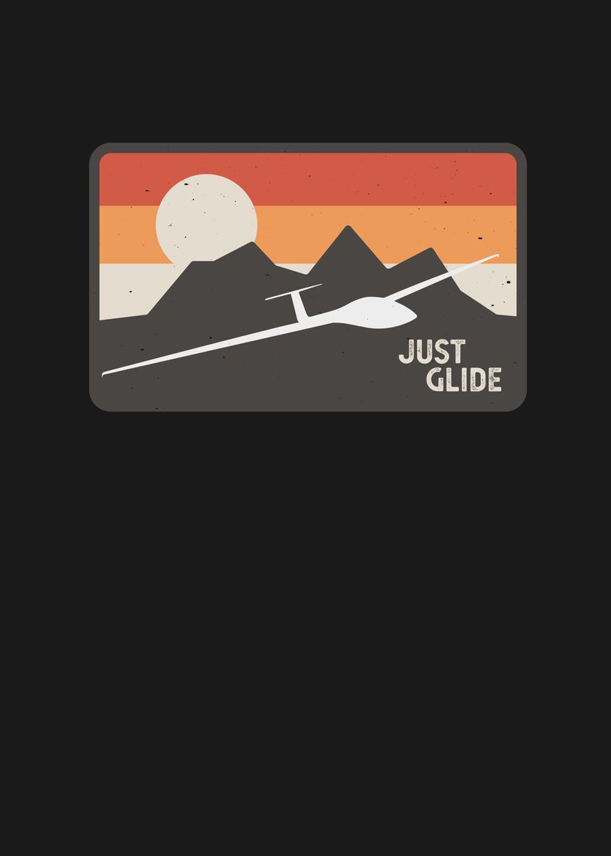 'Glider Pilot Soaring Retro' Poster, picture, metal print, paint by ...