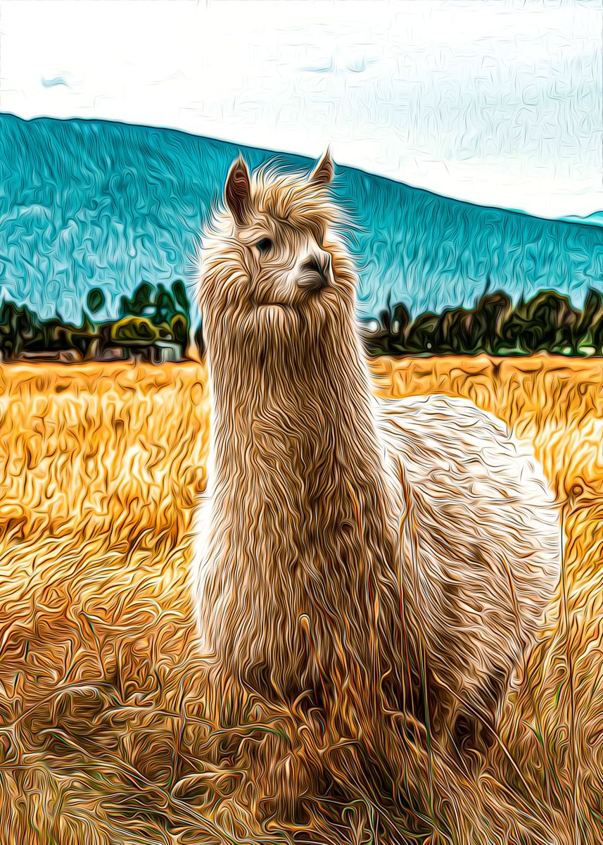 'Alpaca' Poster, picture, metal print, paint by Tiker Arts | Displate