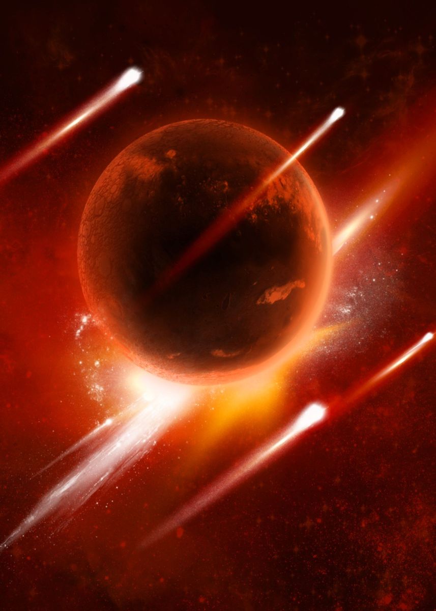 'Planet on Fire Space' Poster, picture, metal print, paint by Max Ronn ...