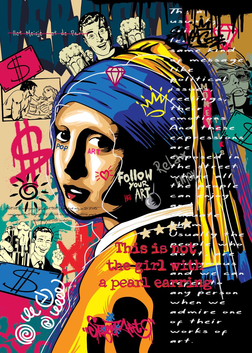 'Girl a pearl earring' Poster, picture, metal print, paint by Mild pic ...