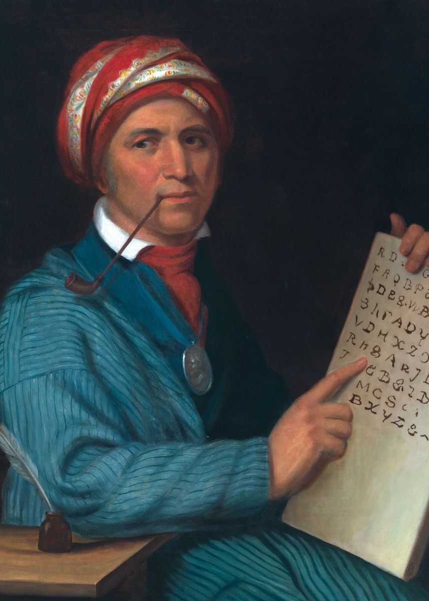 'Sequoyah Cherokee man' Poster, picture, metal print, paint by anamaria ...