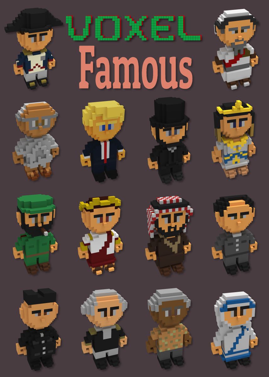 'voxel famous people' Poster, picture, metal print, paint by ...
