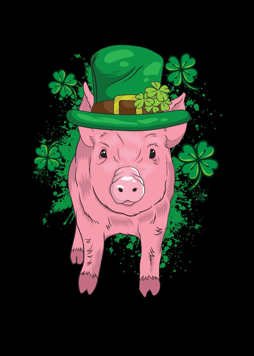 'Lucky Pig' Poster, picture, metal print, paint by AlmightyFashion ...