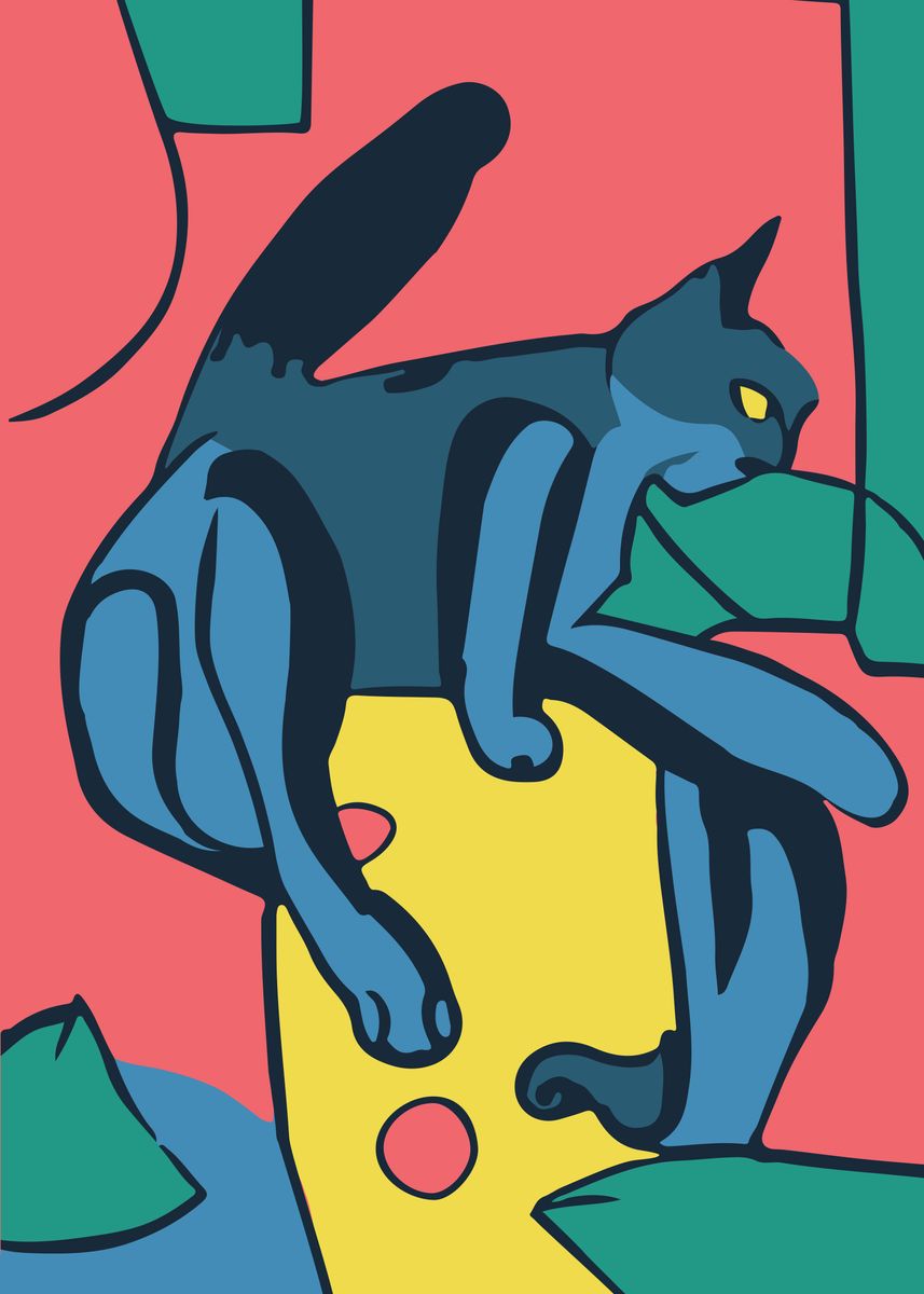 'Cheddar the Cat Poster' Poster, picture, metal print, paint by ...