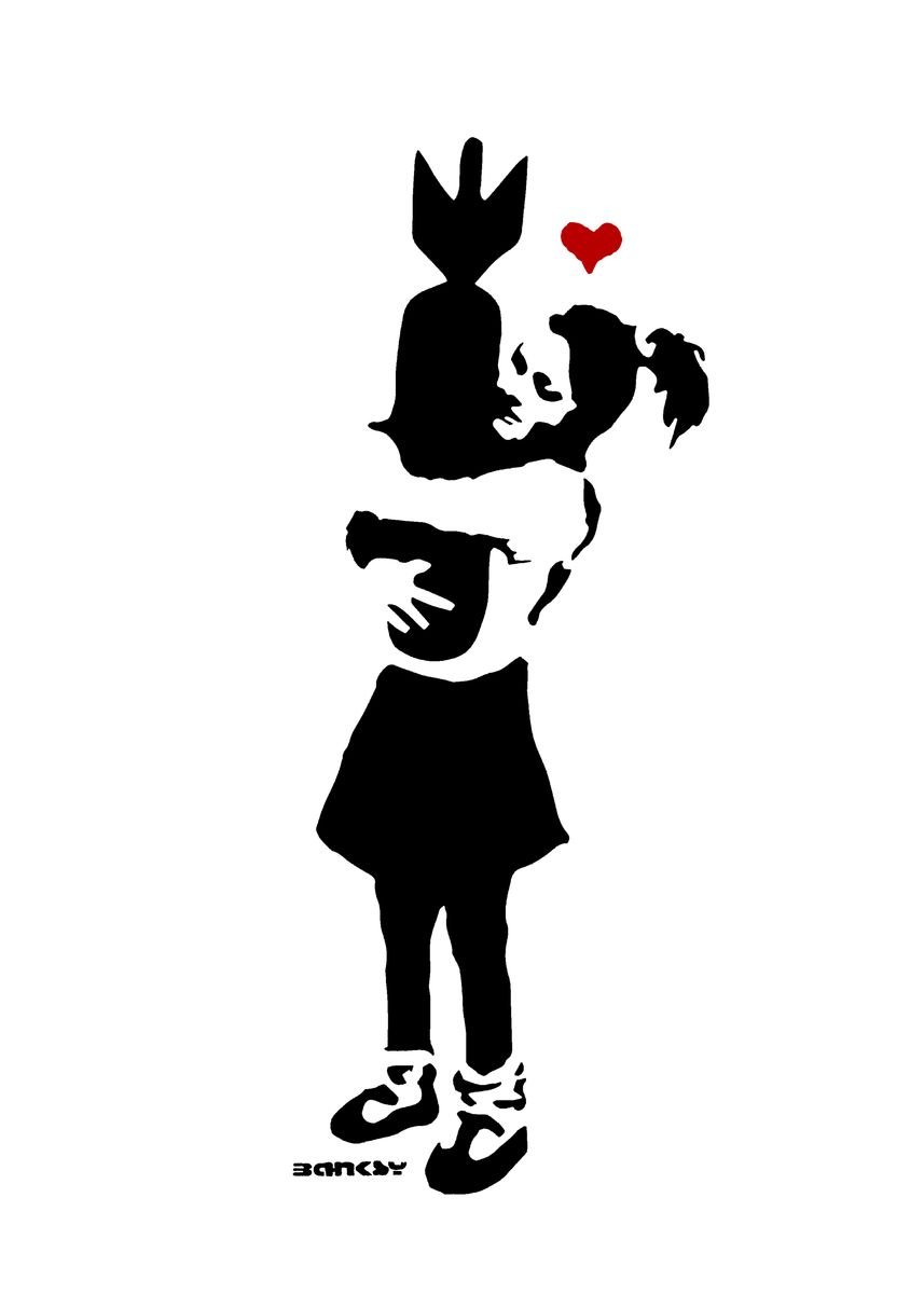 'Banksy Bomb Hugger' Poster, picture, metal print, paint by The Fire ...