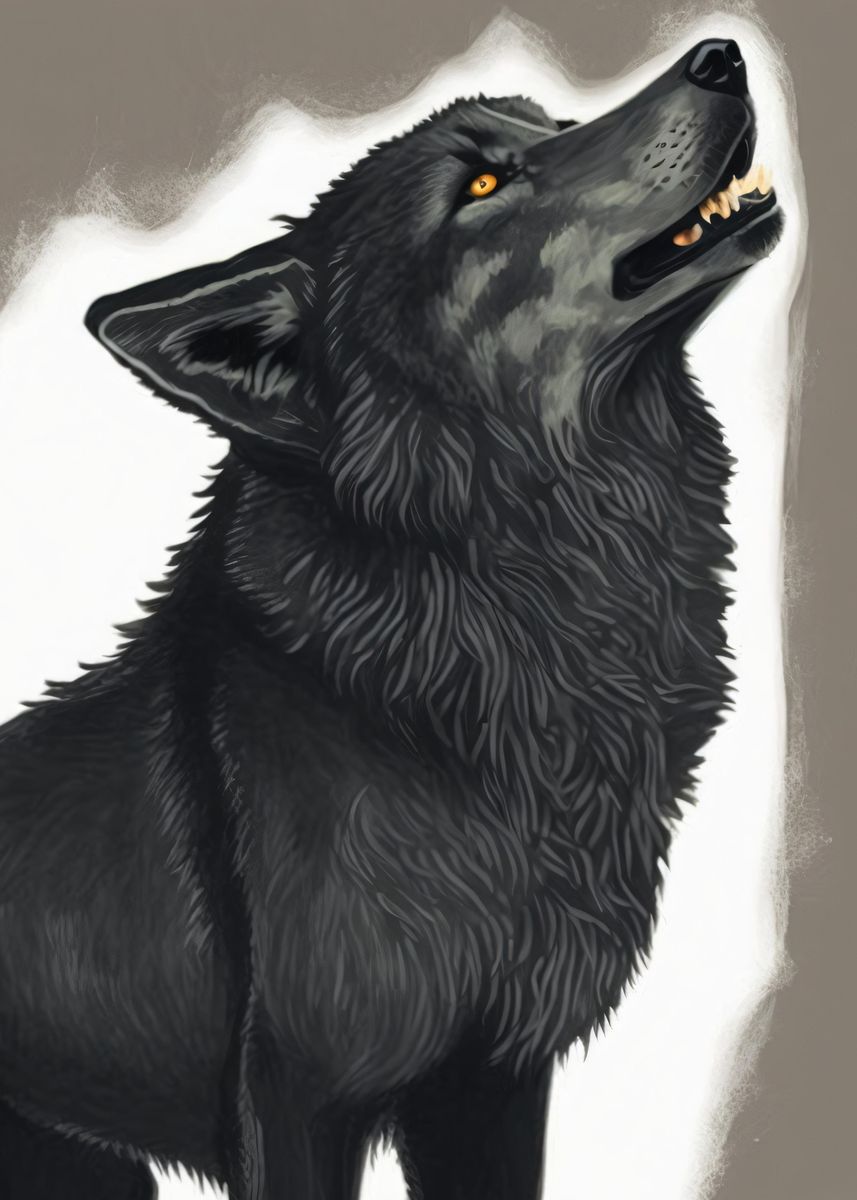 'Wolf Howling Painting' Poster by Elizabeth Reading | Displate