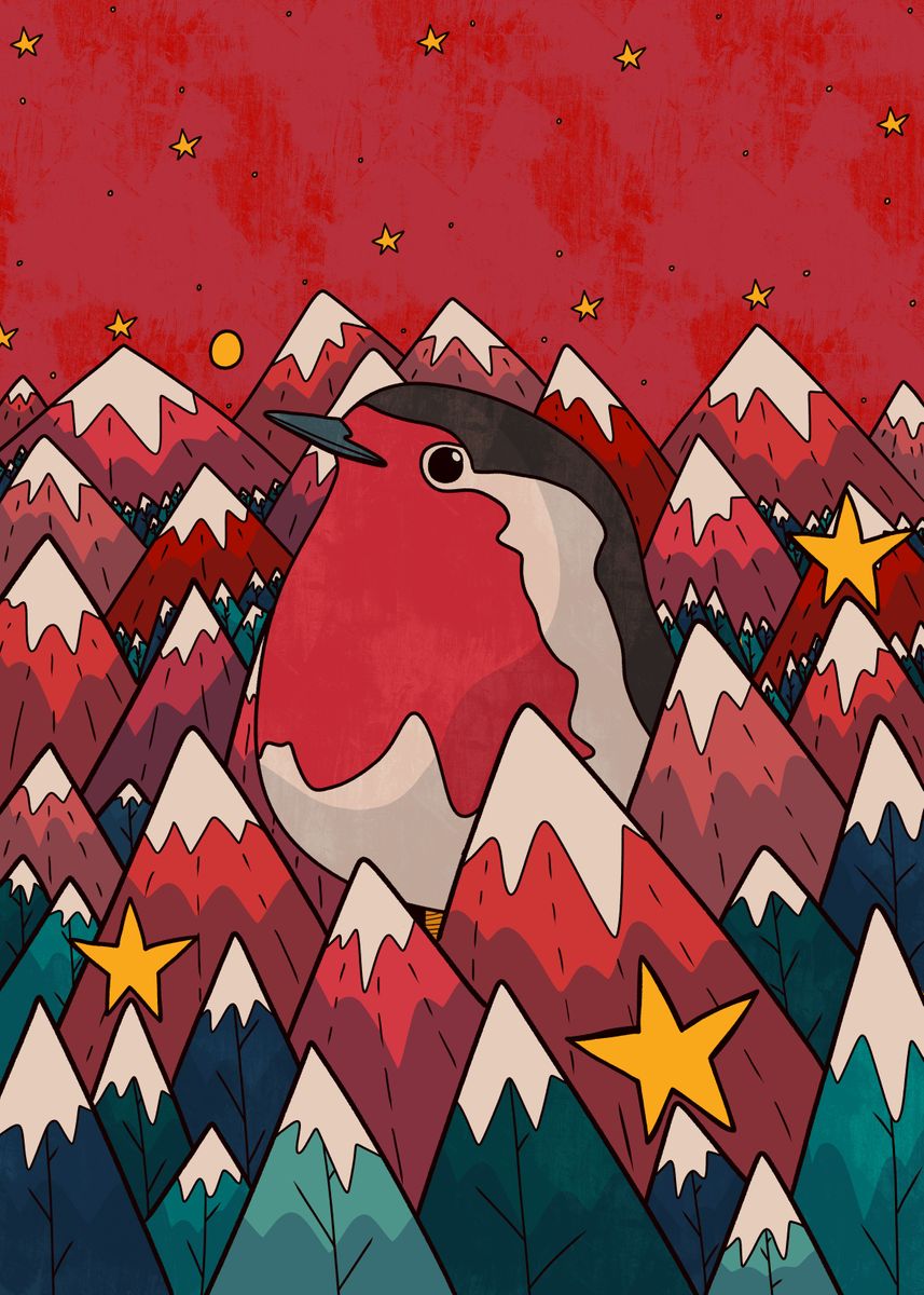 'A big red robin' Poster, picture, metal print, paint by Steve Wade ...