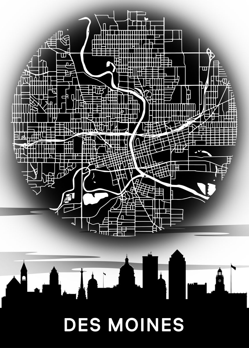 'Des Moines IA USA' Poster, picture, metal print, paint by Vincent ...