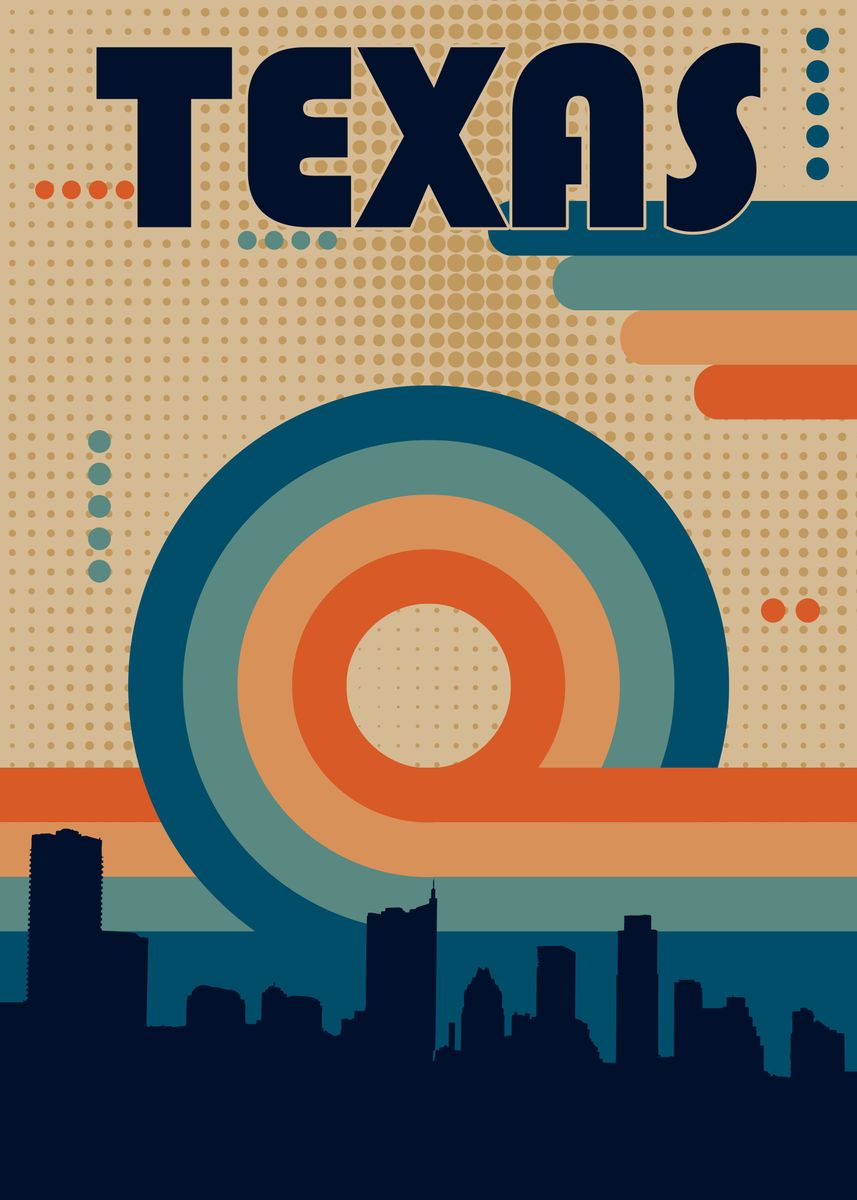 'Texas retro landscape' Poster, picture, metal print, paint by taofik ...