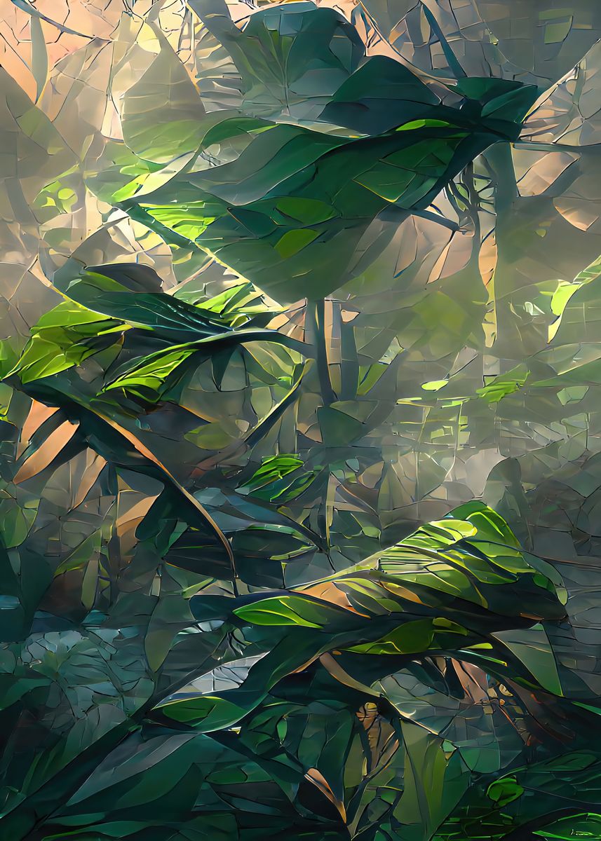 'Green leaves ' Poster, picture, metal print, paint by Designersen ...