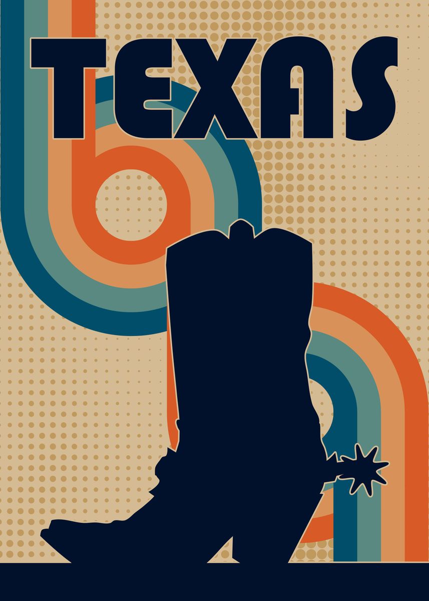 'Texas retro landscape' Poster, picture, metal print, paint by taofik ...