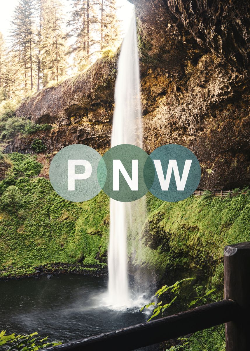 'Oregon Waterfall PNW' Poster, picture, metal print, paint by anthony ...