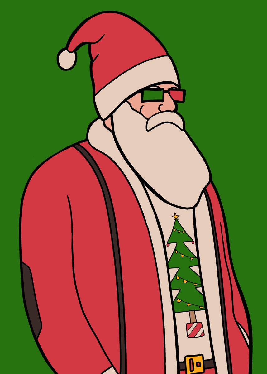 'Mr Santa ' Poster, picture, metal print, paint by Steve Wade | Displate