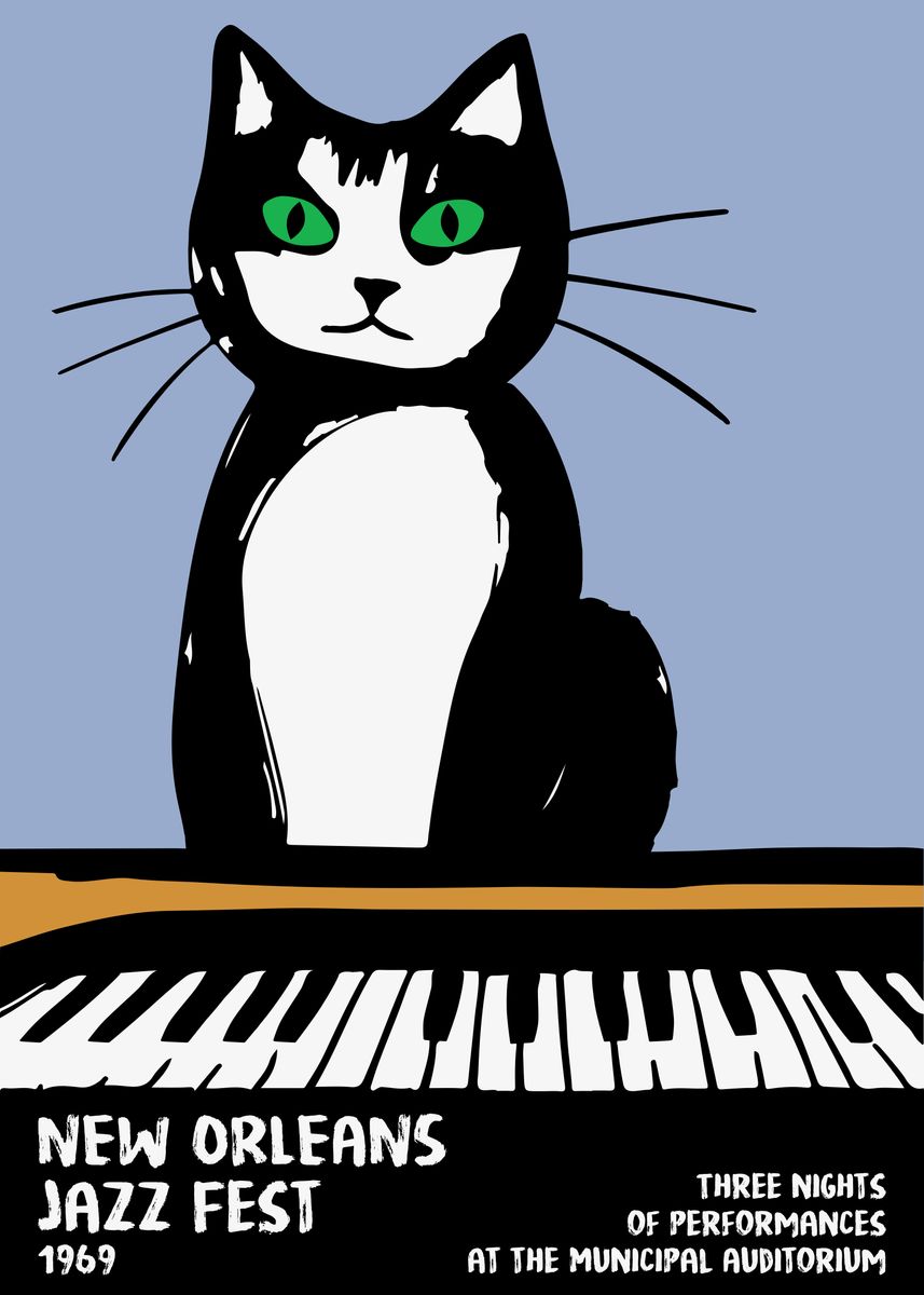 'New Orleans Jazz Fest' Poster, picture, metal print, paint by BluePinkPanther | Displate