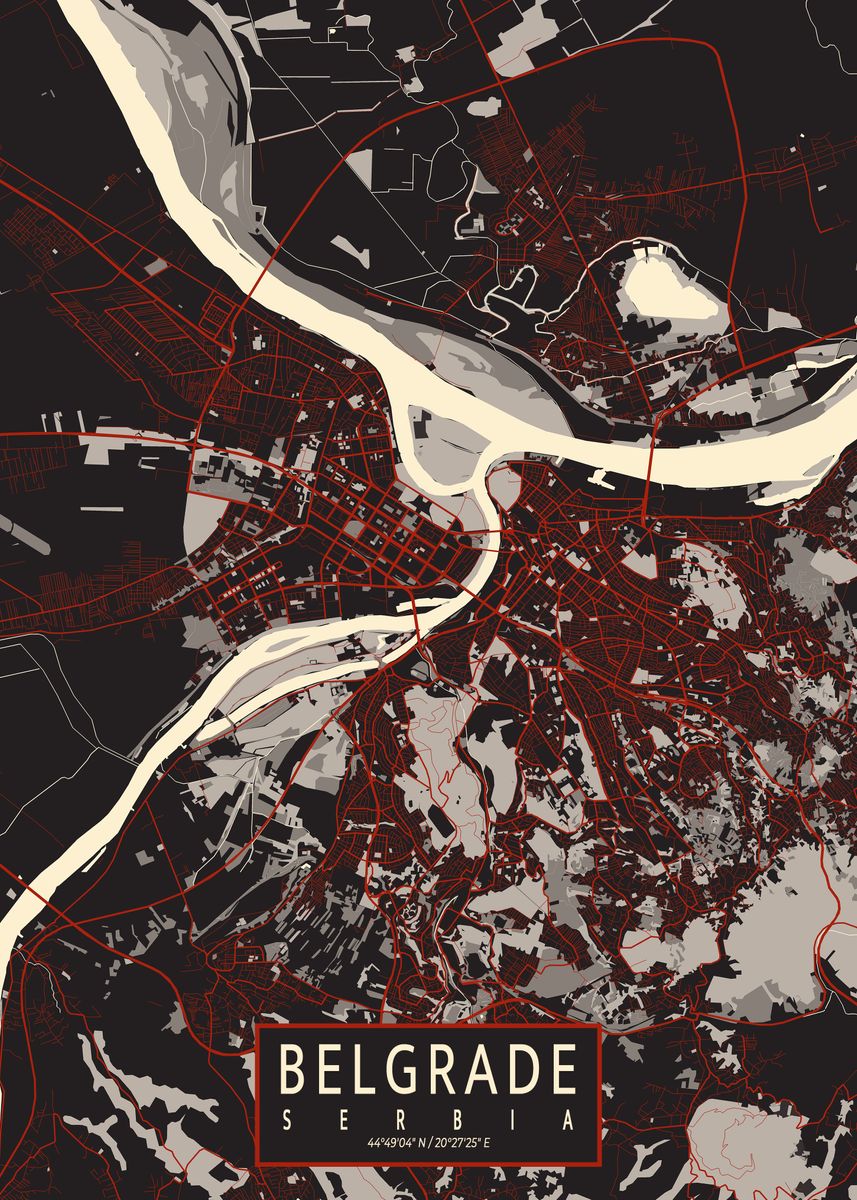 'Belgrade City Map Vector' Poster by deMAP Studio | Displate