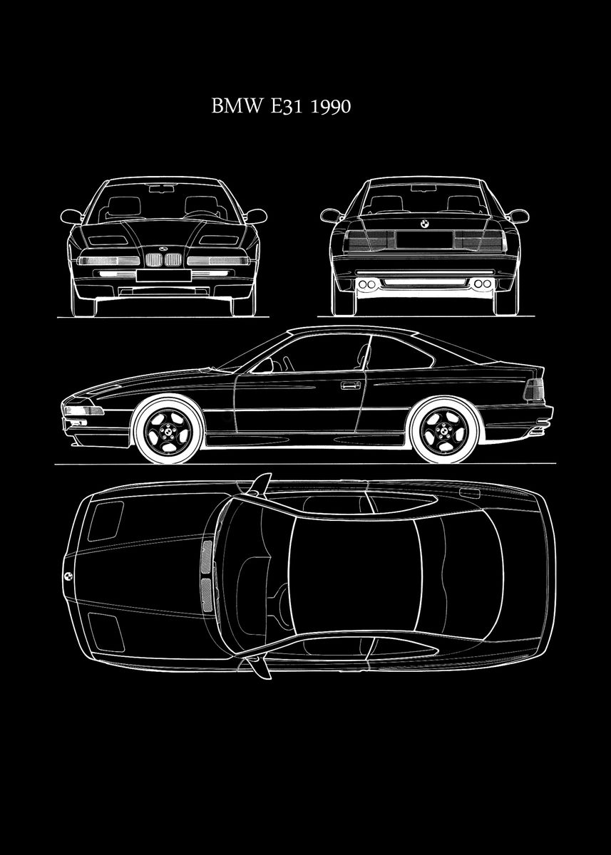 'BMW E31 1990' Poster, picture, metal print, paint by ke ke | Displate