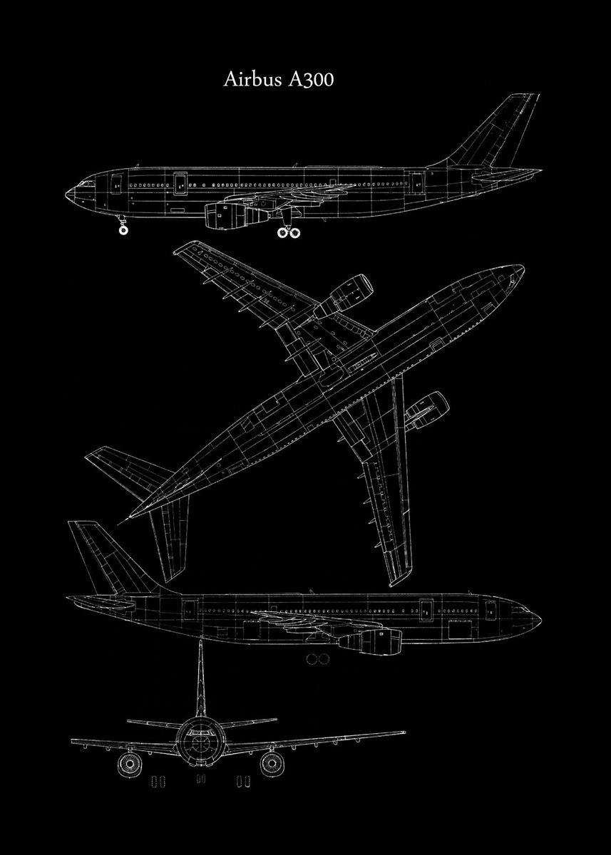 'Airbus A300' Poster, picture, metal print, paint by Mod Yof | Displate