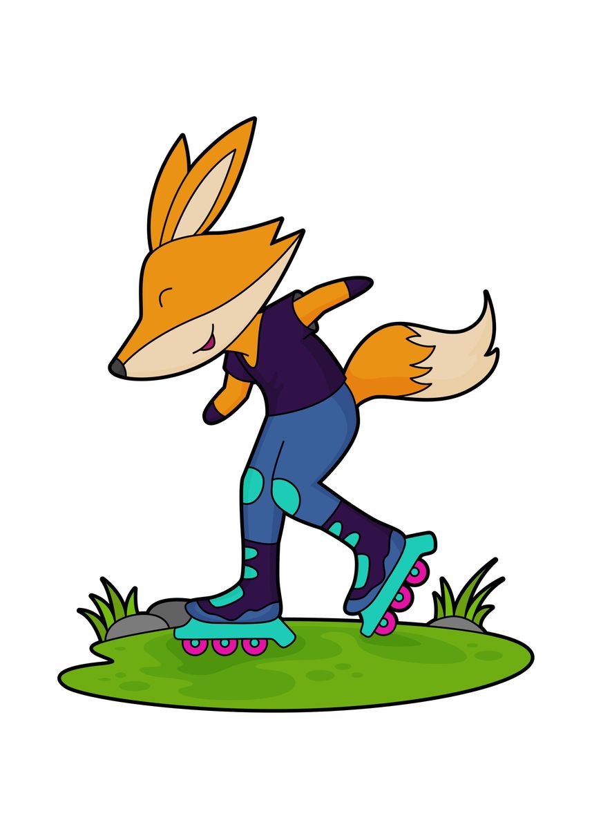 'Fox Inline skating Sports' Poster, picture, metal print, paint by ...
