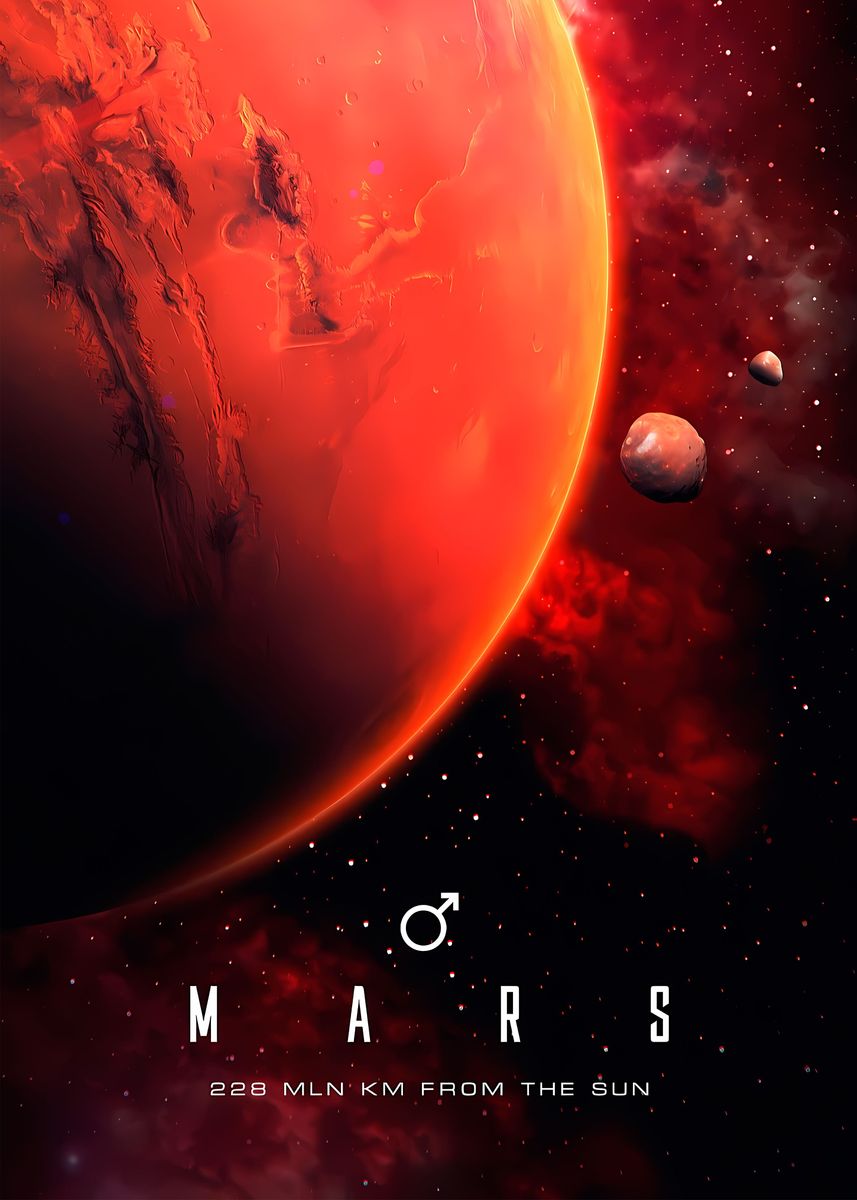 'Planet Mars Distance Earth' Poster, picture, metal print, paint by ...