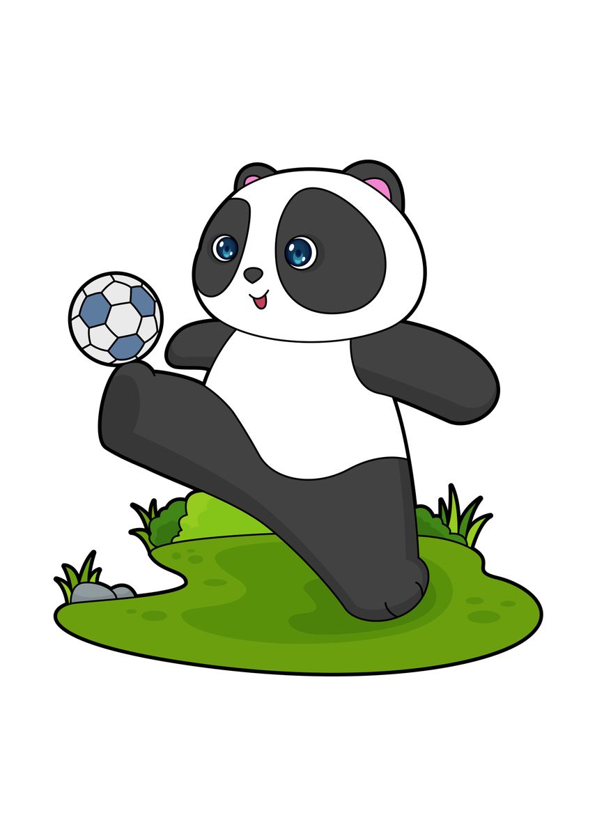 'Panda Soccer Sports' Poster, picture, metal print, paint by Markus ...