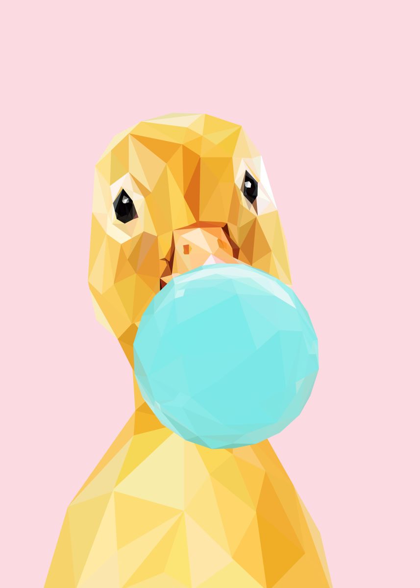 'cute duck' Poster, picture, metal print, paint by Lowpoly Posters ...